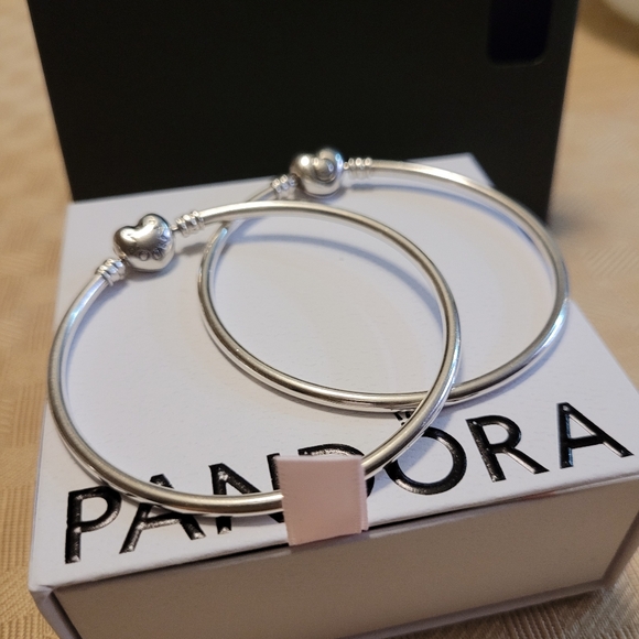 Pandora | Jewelry | Set Of Pandora Sterling Silver Bangle Bracelets ...
